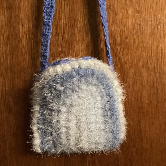 Bags | Fuzzy Blue Dream Crocheted Rainbow Crossbody Bag | Poshmark